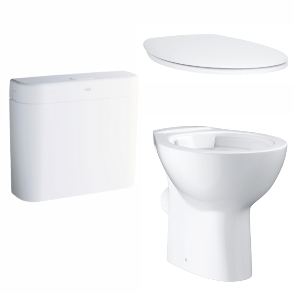 Унитаз напольный безободковый GROHE Bau Ceramic с бачком и сиденьем с ...