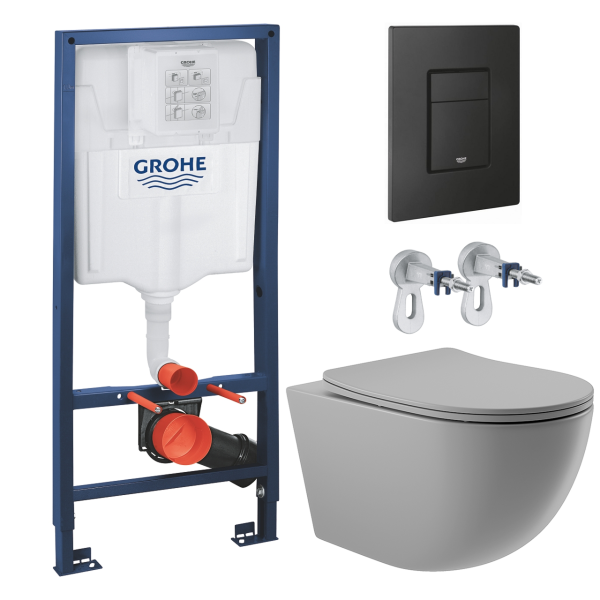Комплект инсталляции GROHE Solido 3 в 1 38811KF0 с унитазом Aqueduto OVO и сиденьем с ...
