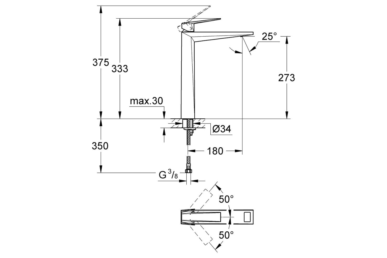 Grohe Смеситель для раковины GROHE Allure Brilliant, XL-Size, гладкий ...