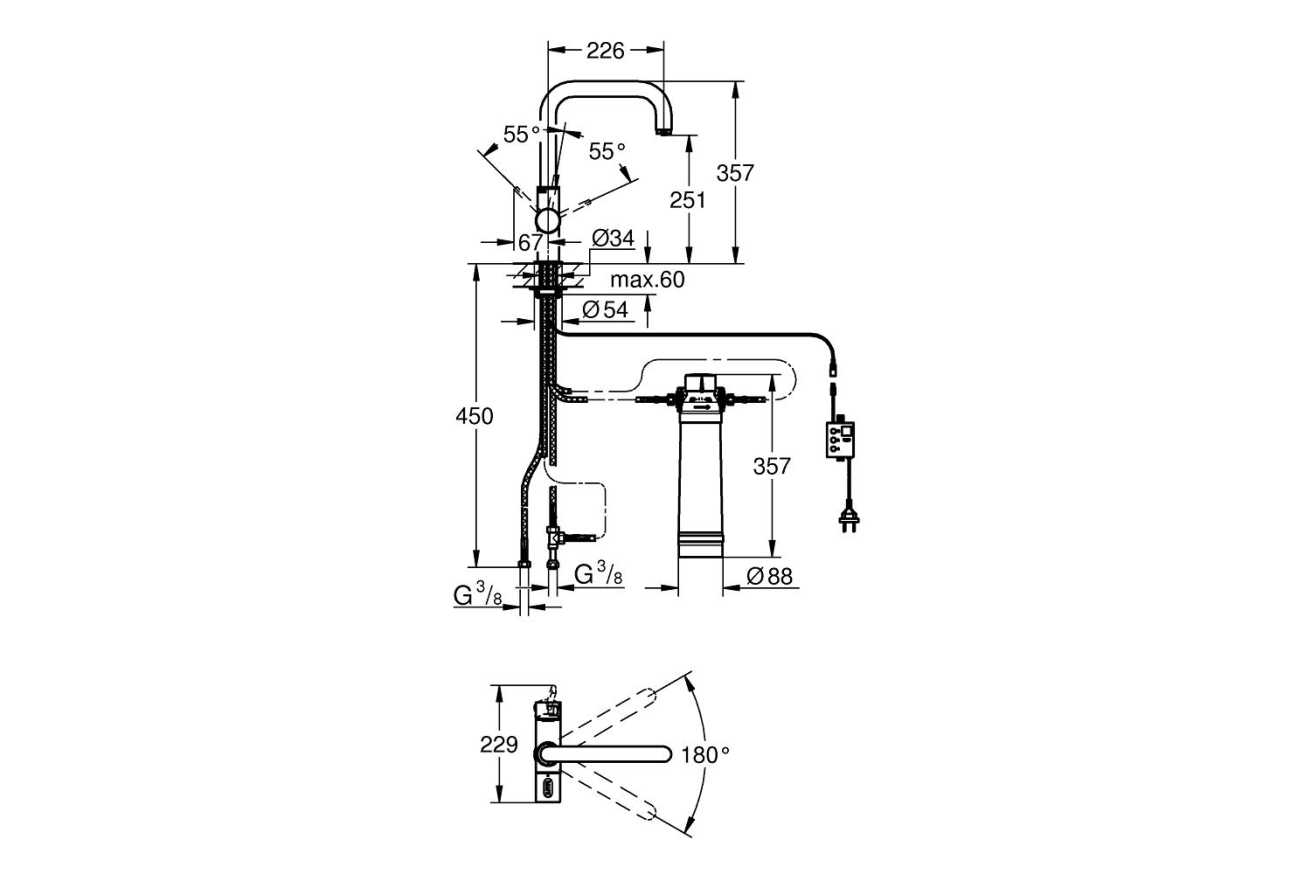 Смеситель для кухни GROHE Blue Pure с функцией фильтрации, с фильтром в ...