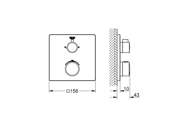 Внешняя часть термостата для душа GROHE Grohtherm на 2 потребителя ...