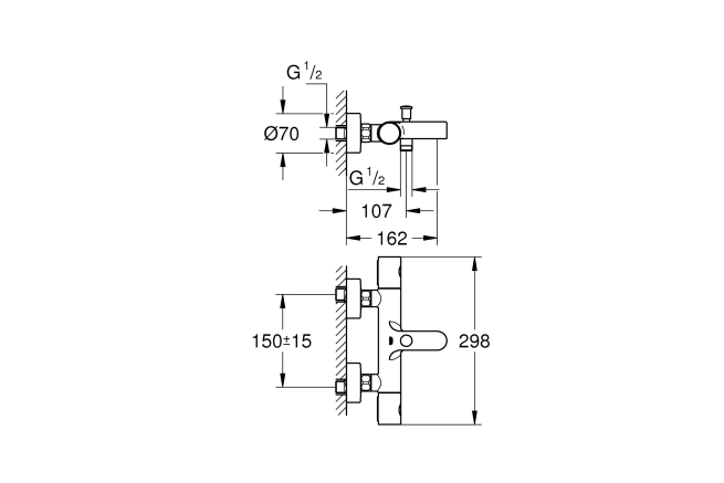 Термостат для ванны GROHE Grohtherm 800 Cosmopolitan, хром (34766000 ...