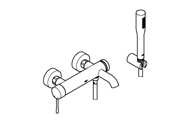 Смеситель для ванны GROHE Essence с душевым гарнитуром, хром (33628001 ...